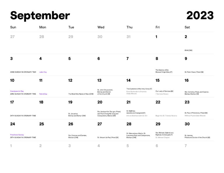 Prayers during September